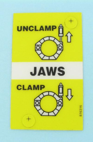 Jaws clamp/unclamp label – Mcelroyparts.com